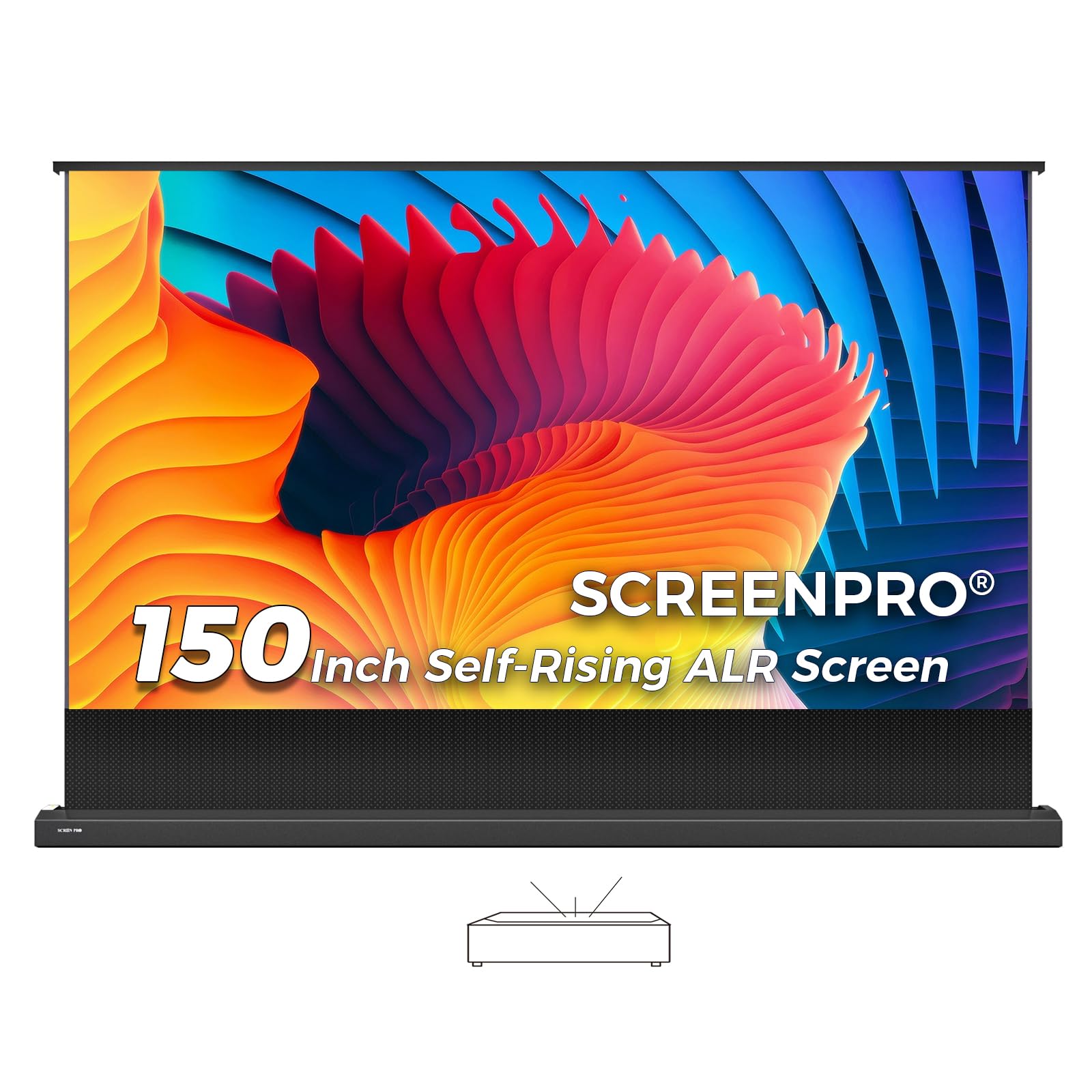 SCREENPRO 150 inch Non-Tensioned Floor Rising Projector Screen ...
