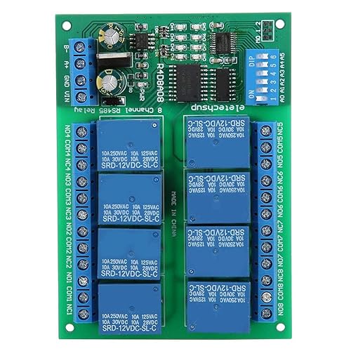Relay DC 12V,8-Channel RS485 Relay PLC Expansion Board for Modbus RTU Protocol Remote Control ...