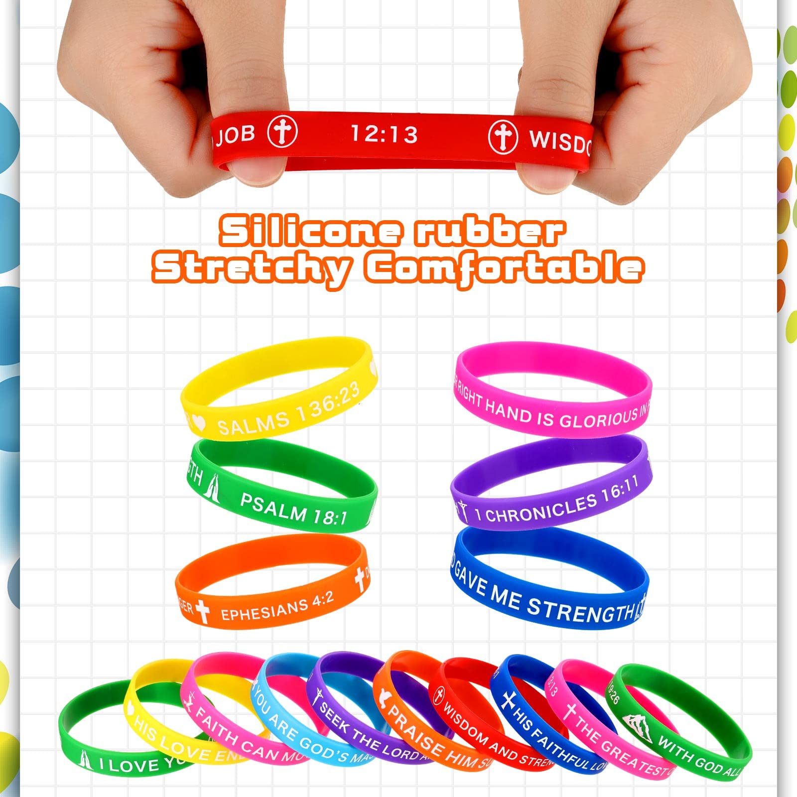 Mua 60 Pieces Religious Silicone Bracelets Rubber Bible Verses ...