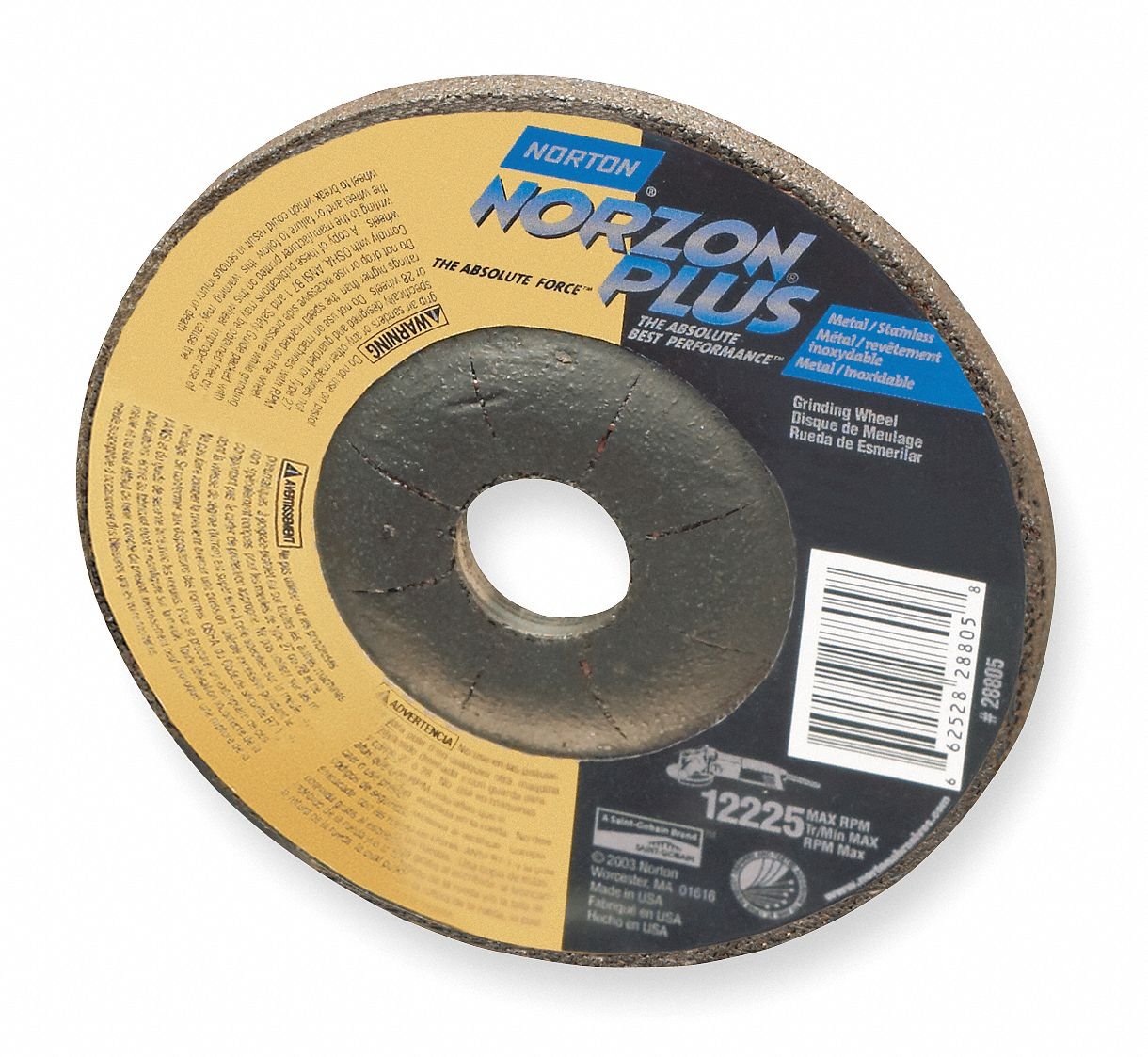 Abrasive Cut-Off Wheel, Type: 1, Diameter: 4-1/2", Thickness: 0.045 ...