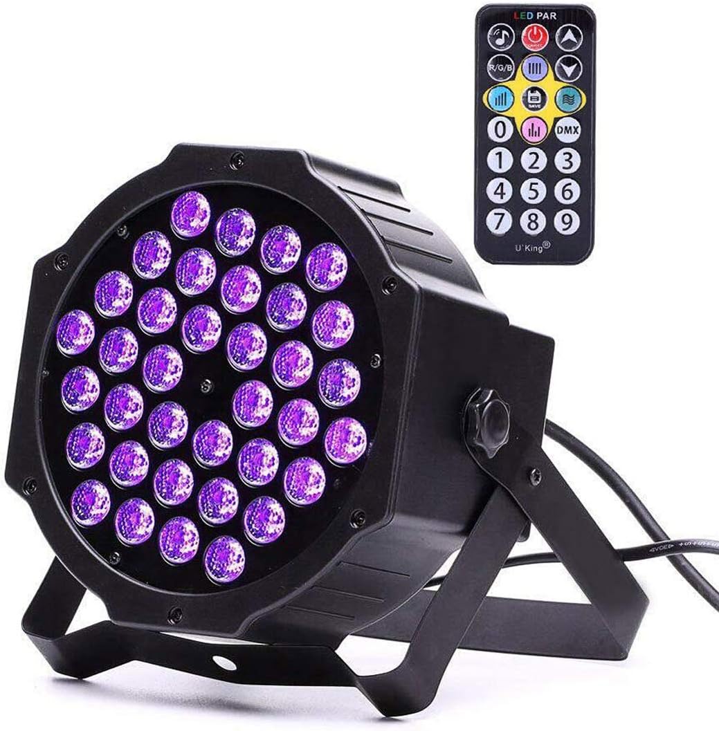 72W Black Light DJ Blacklight UV Lights Stage Spotlight 36 LEDs Auto ...