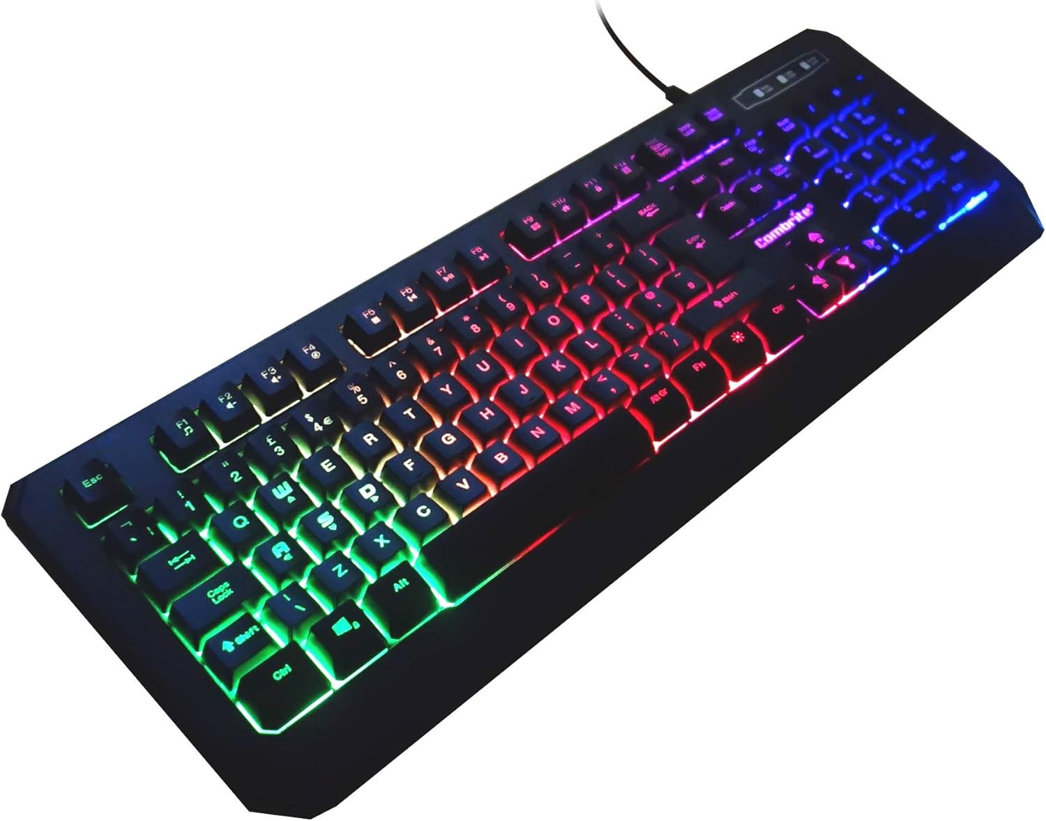 Combrite Gaming Keyboard Rainbow RGB LED Illuminated Keys, Backlit, USB ...