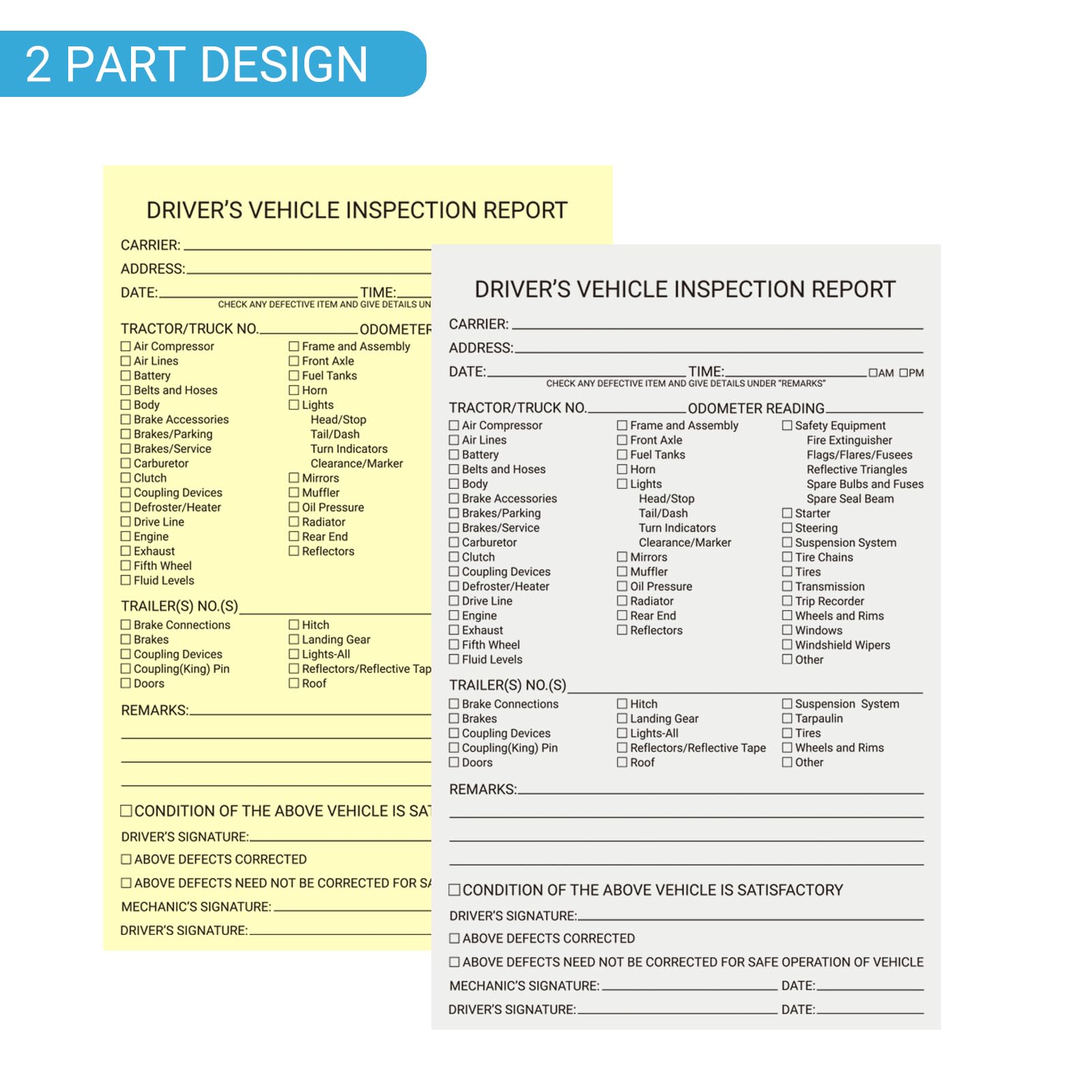 Mua 300 Sets Detailed Driver Daily Vehicle Inspection Report Book/Forms ...