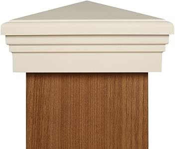 6x6 Post Cap (True 6") │White New England Pyramid Style Square Top for ...