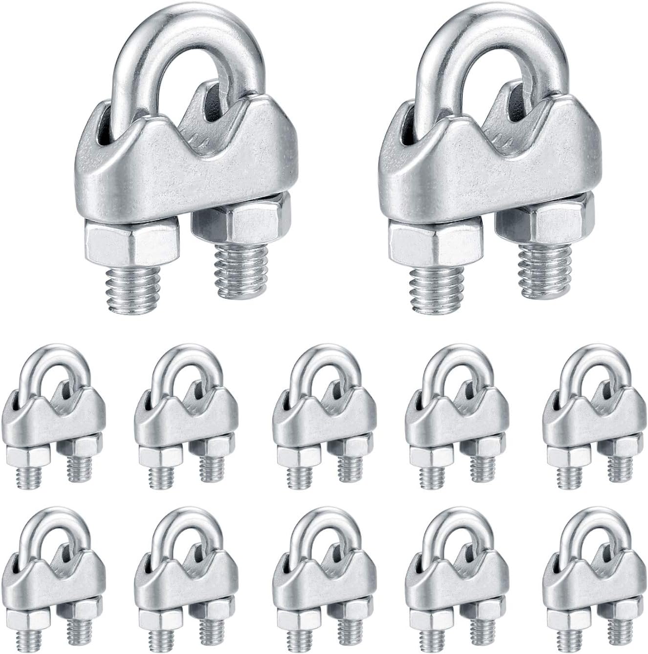 12 Pcs Wire Rope Clips Clamps, U Bolt Saddle Fastener, U Shaped Clamps ...