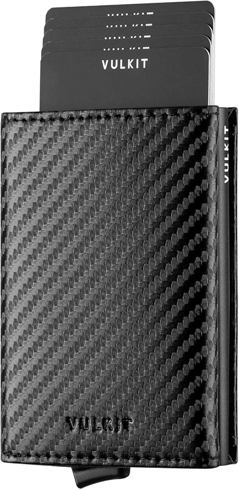 VULKIT Pop up Wallet, RFID Blocking Genuine Leather Credit Card Wallet ...