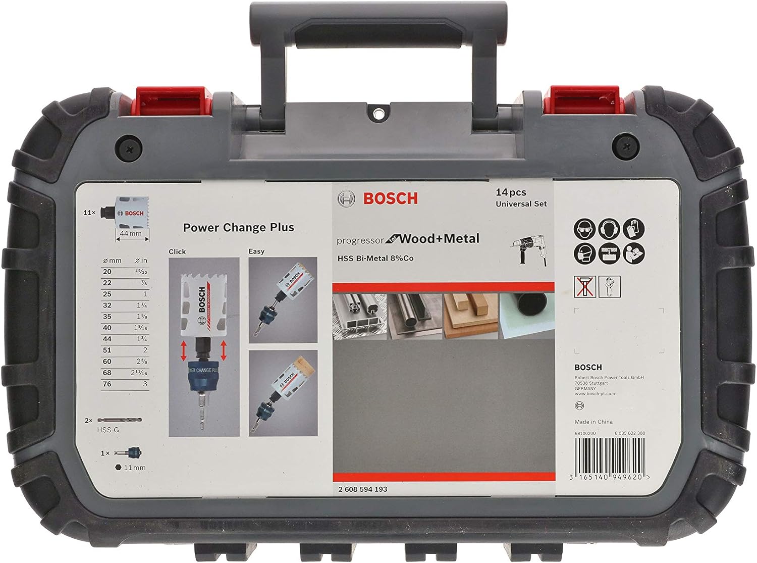 Bosch Professional 2608594193 14-Piece Hole Saw Progressor for Wood & Metal Universal Set (Drill ...