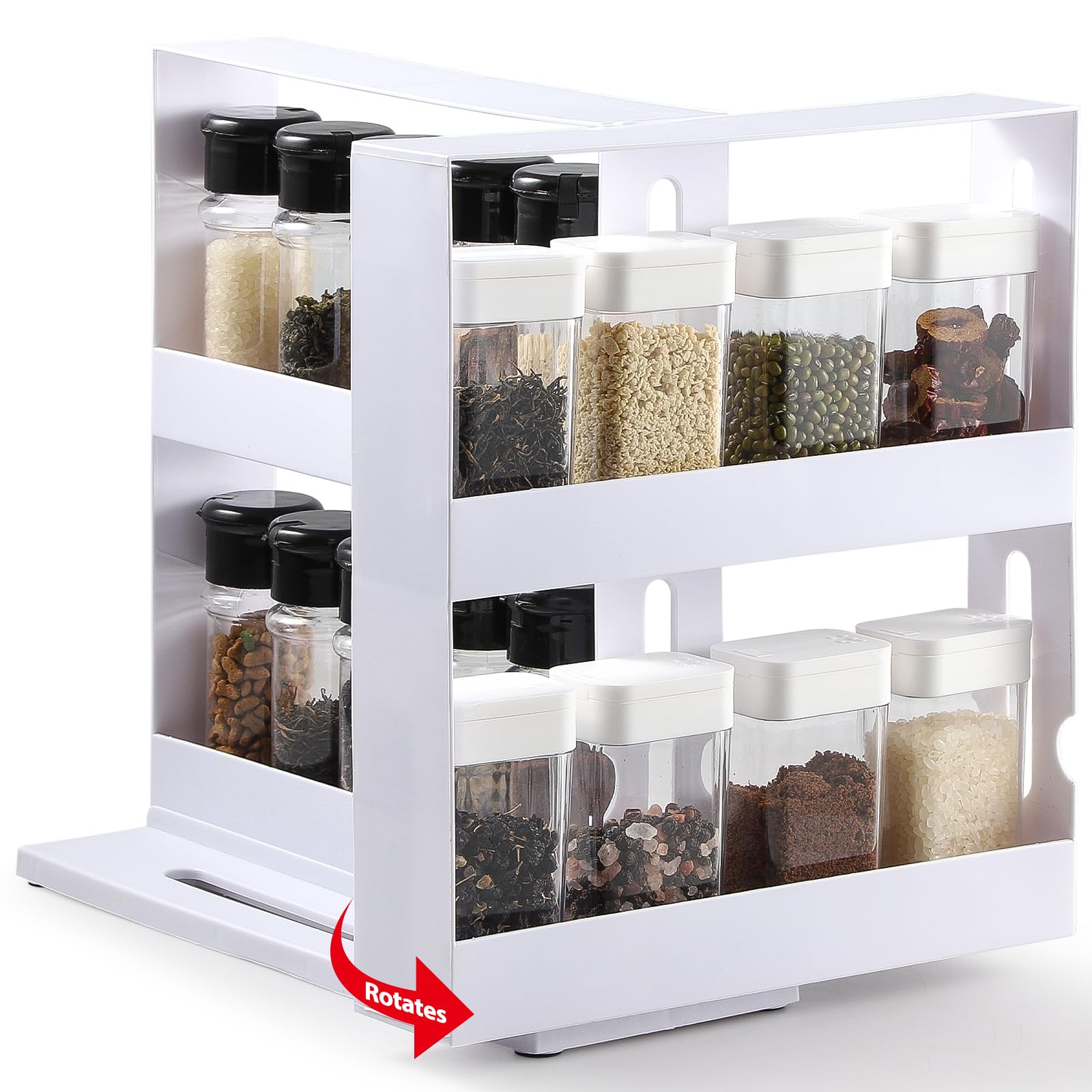 Sliding Spice Rack Organizer for Cabinet - Pull & Rotate Seasoning ...