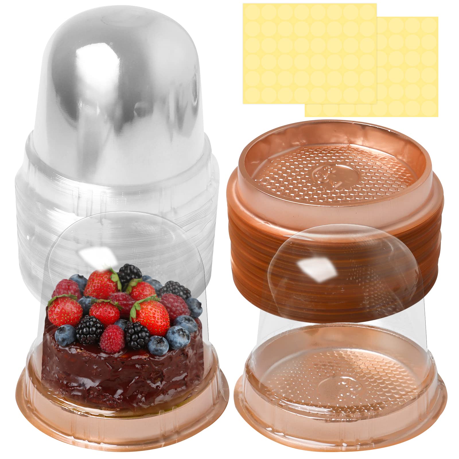 wexpw 50 Pack Clear Plastic Cupcake Containers Individual Golden Dome ...