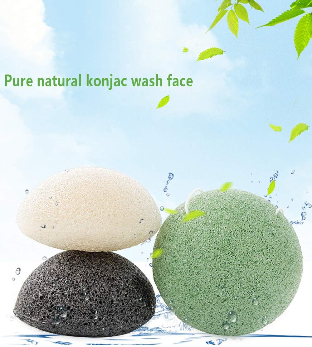 DXIA Konjac Sponge (3 Pack), Organic Konjac Facial Sponge, Exfoliating Face Sponge, Natural Face ...