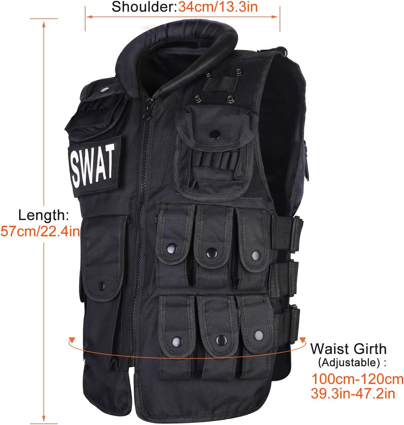 UNIQUEBELLA Swat Vest Adult Airsoft Police Tactical Vest Combat Army ...