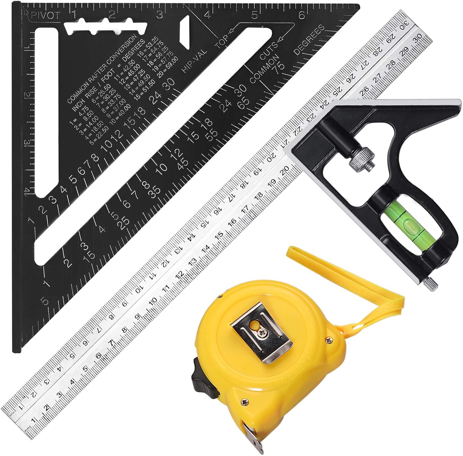 CAMWAY Combination Square, 30cm Combination Square Ruler and 18cm ...