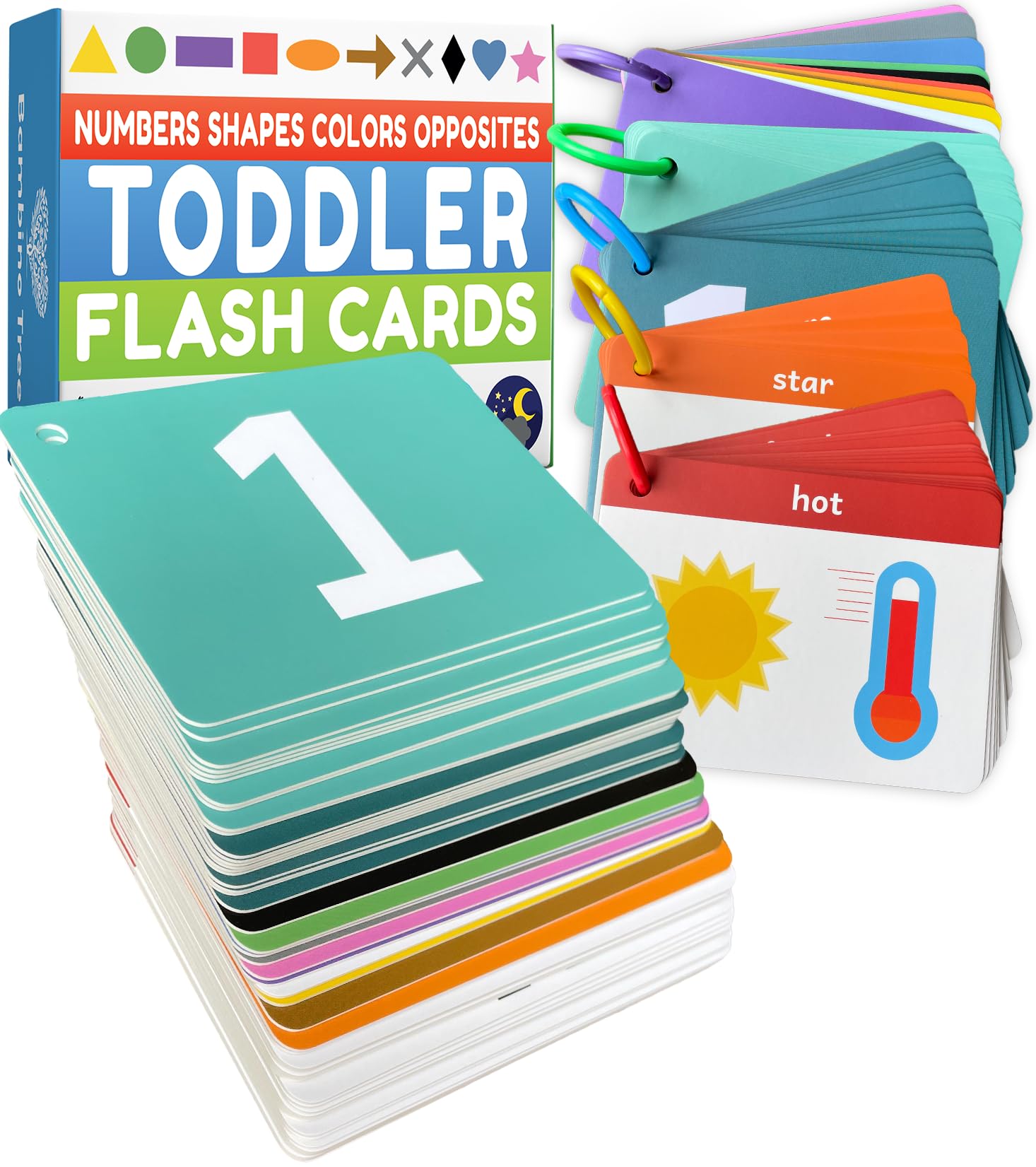 Toddler Flash Cards - Learn Colors, Numbers, Shapes, Opposites on Thick ...