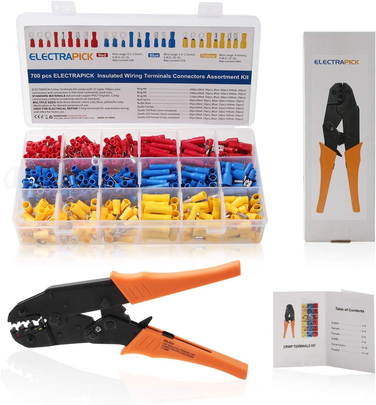 ELECTRAPICK Wire Terminals Crimping Tool, Insulated Ratcheting ...