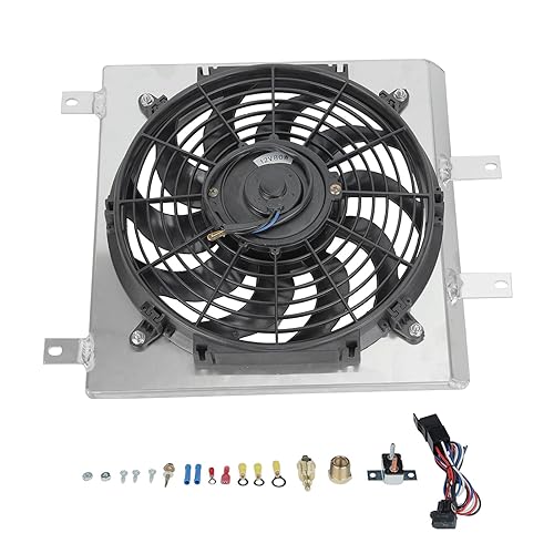 Smileracing Full Aluminum Shroud 12" Slim Fan w/Thermostat Relay Kit ...
