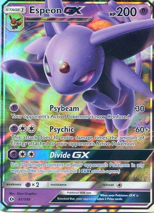 Pokemon Sun & Moon Espeon GX 61/149 Holo card: Amazon.co.uk: Sports & Outdoors