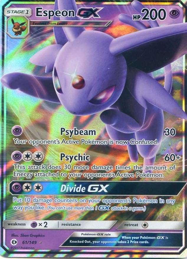 Pokemon Sun & Moon Espeon GX 61/149 Holo card: Amazon.co.uk: Sports ...