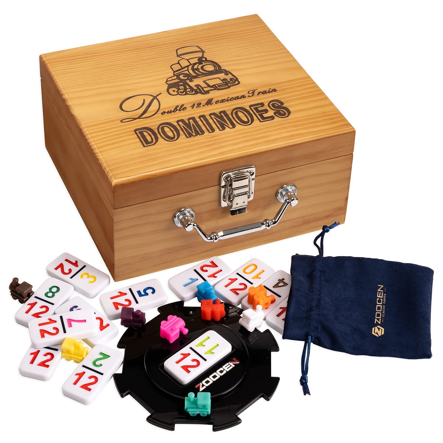 ZOOCEN Mexican Train Dominoes Set with Numbers, Double 12 Dominos Game ...