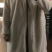 Angashion Women's Fuzzy Fleece Lapel Open Front Long Cardigan Coat Faux Fur Warm Winter Outwear ...