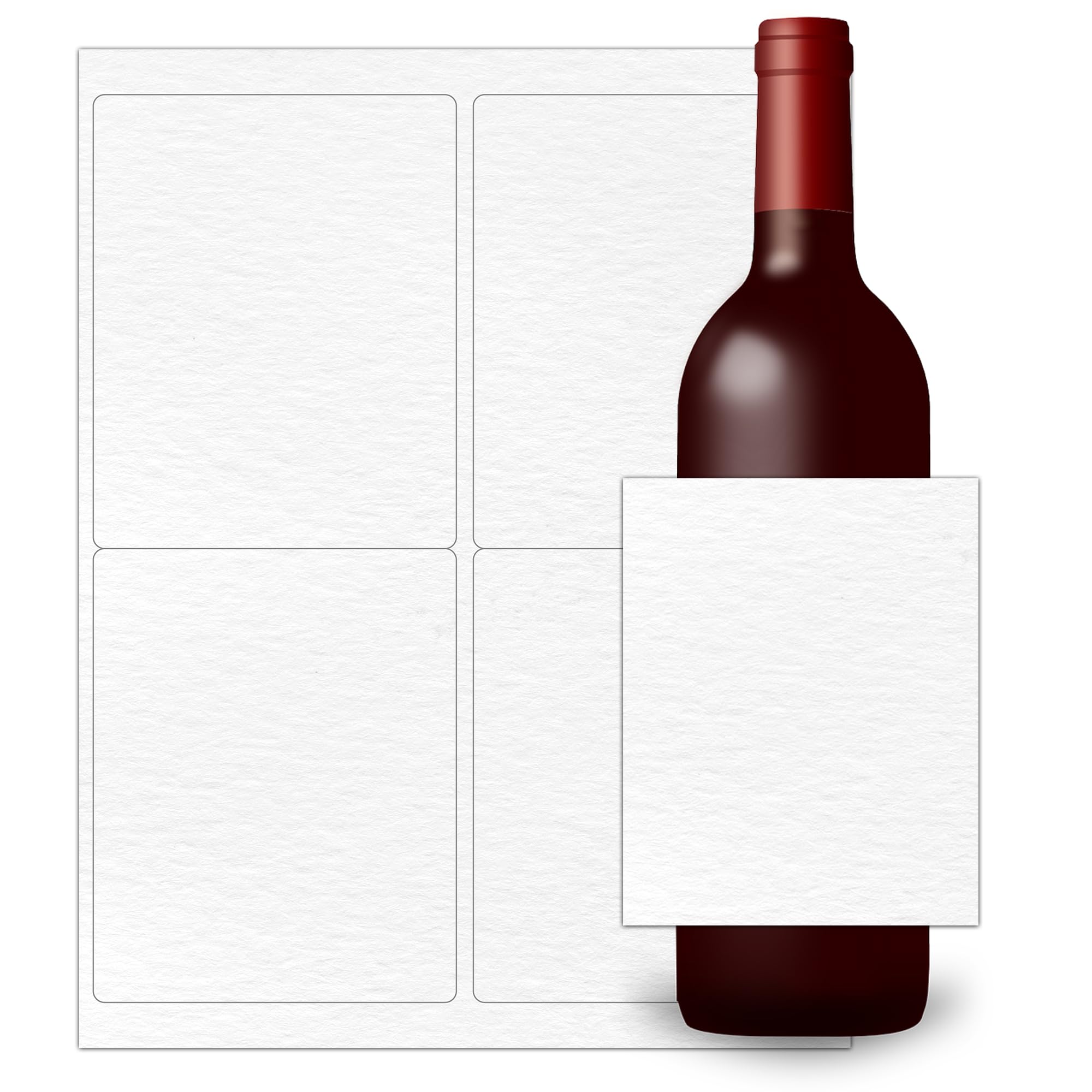 Mr-Label Printable White Textured Paper Wine Bottle Labels 4" x 5 ...