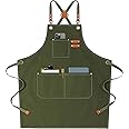 AFUN Chef Aprons for Men Women with Large Pockets, Cotton Canvas Cross Back Heavy Duty ...