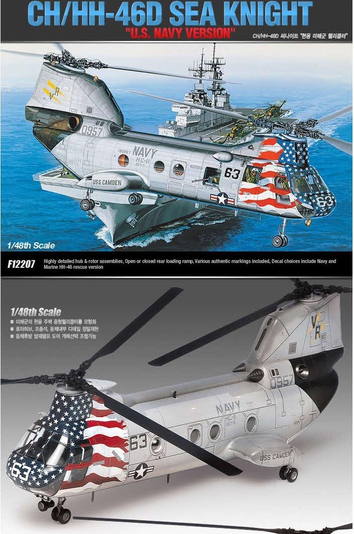 Academy 1/48 CH / HH-46 D Sea Knight US Navy version # 12207: Amazon.co ...