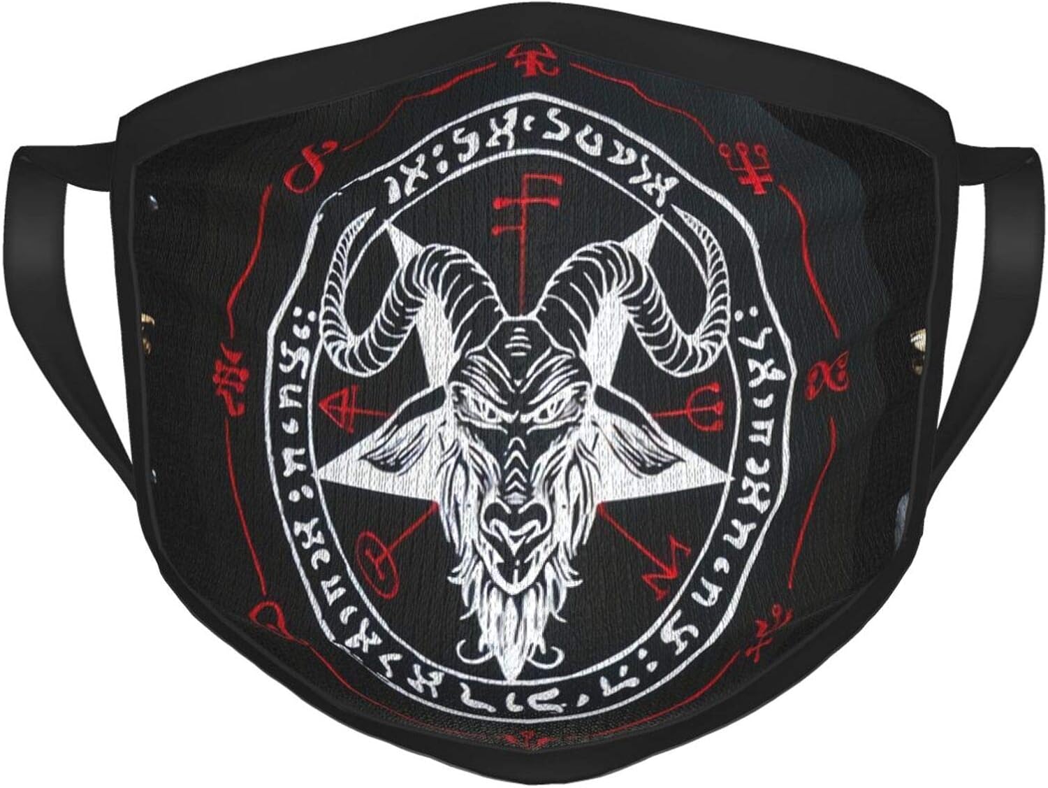 Unisex Adult Face Masks Black Border Baphomet Demon Satanic Goat Head ...