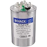 BOJACK 45+5 uF 45/5 MFD ±6% 370V/440VAC CBB65 Dual Run Circular Start Capacitor for AC Motor Run ...