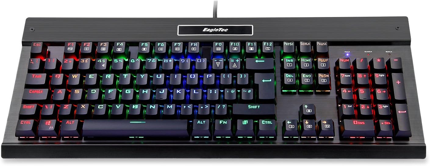 Eagletec KG010 Pro Mechanical Keyboard RGB LED Backlit with Brown ...