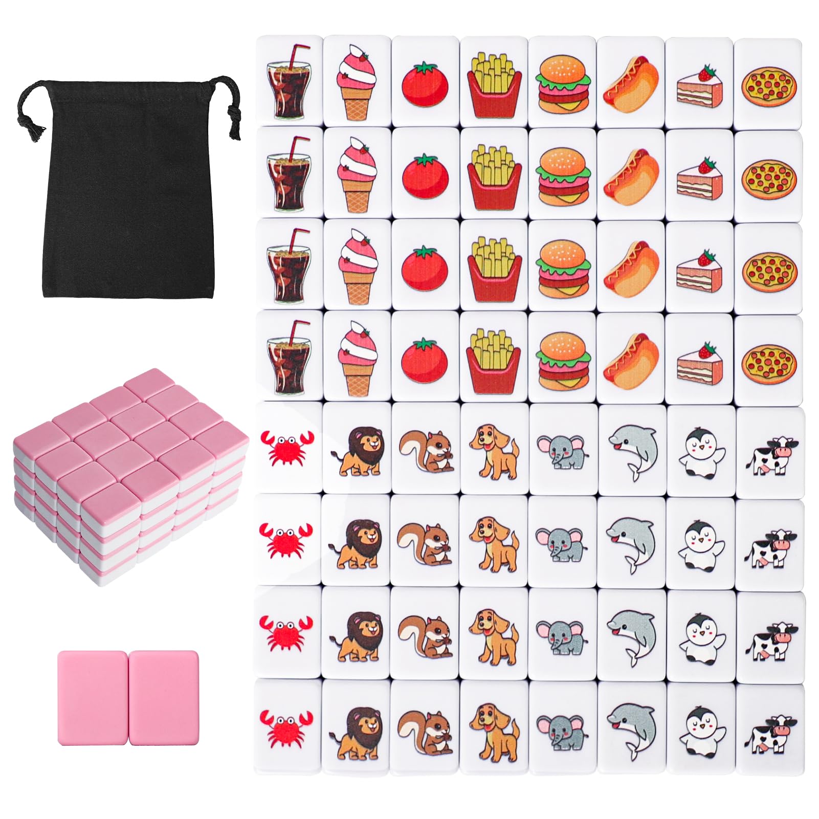 Mua 2 Players Mahjong Block Set, Mahjong Tile Game with 66 Premium Pink ...