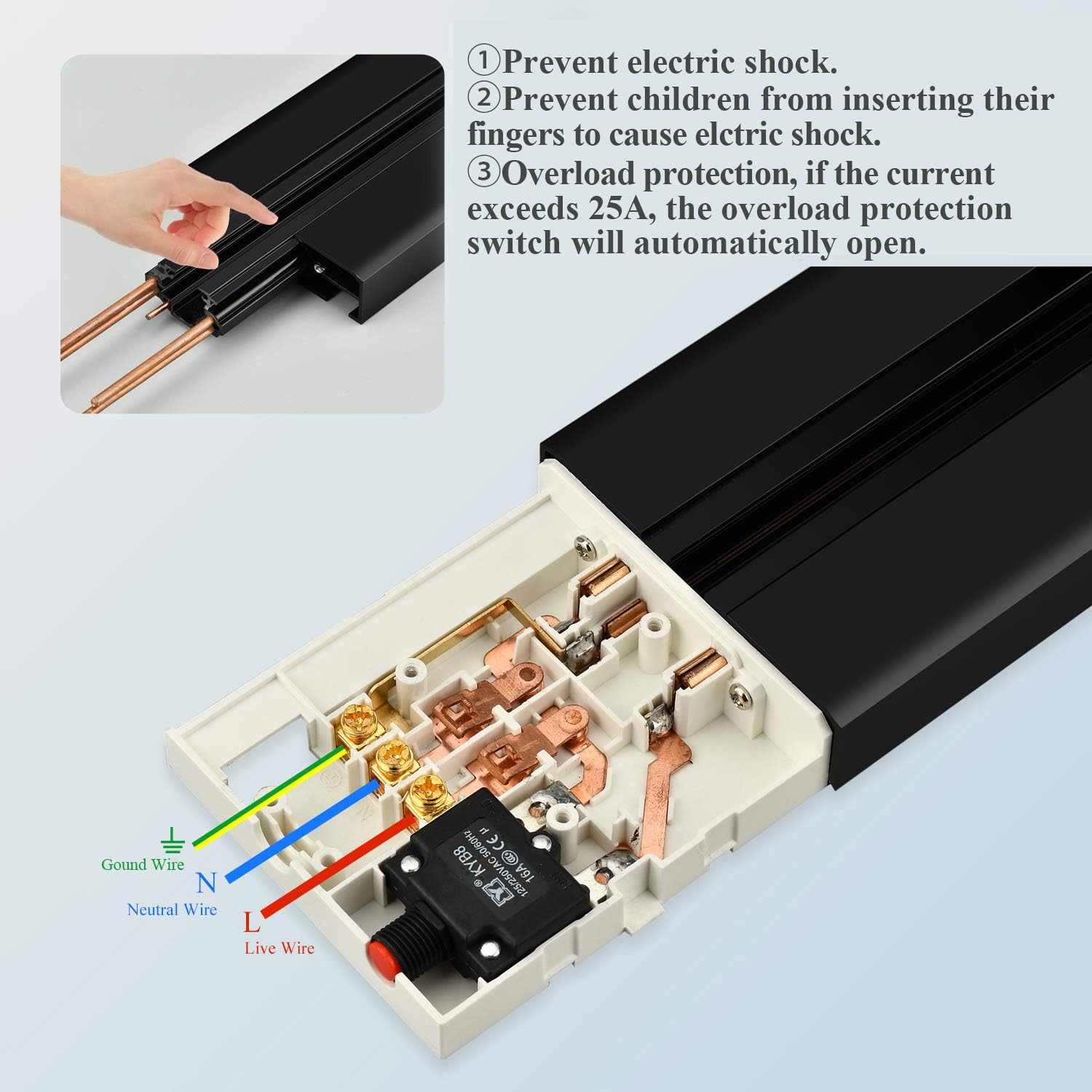 Herepow Track Socket LED Light, Track Wall Socket with Surge Protection ...