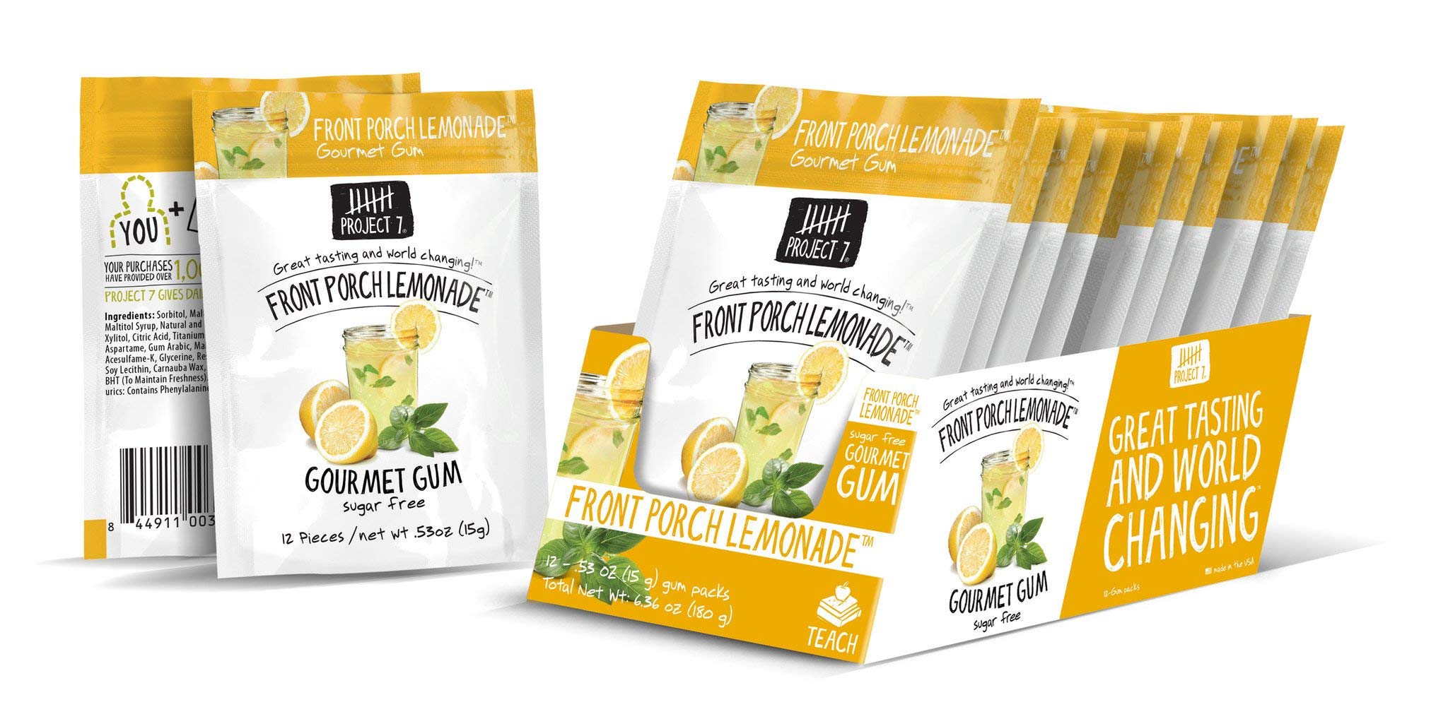 Amazon.com : Project 7 Sugar Free Gum, Rainbow Ice, 12 Pouches, 144 ...