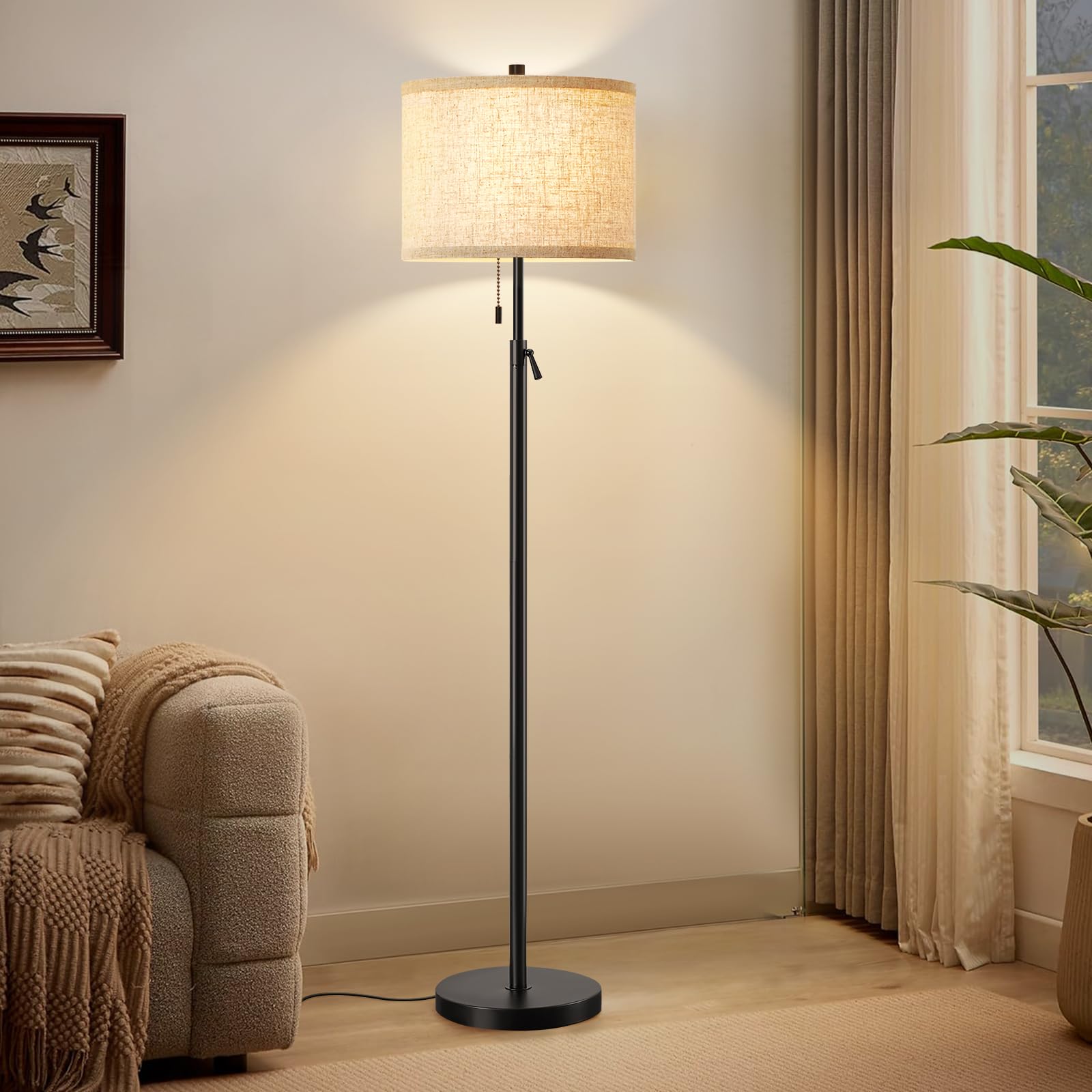 GyroVu Black Floor Lamp, Height Adjustable Standing Lamp Tall Lamp with ...