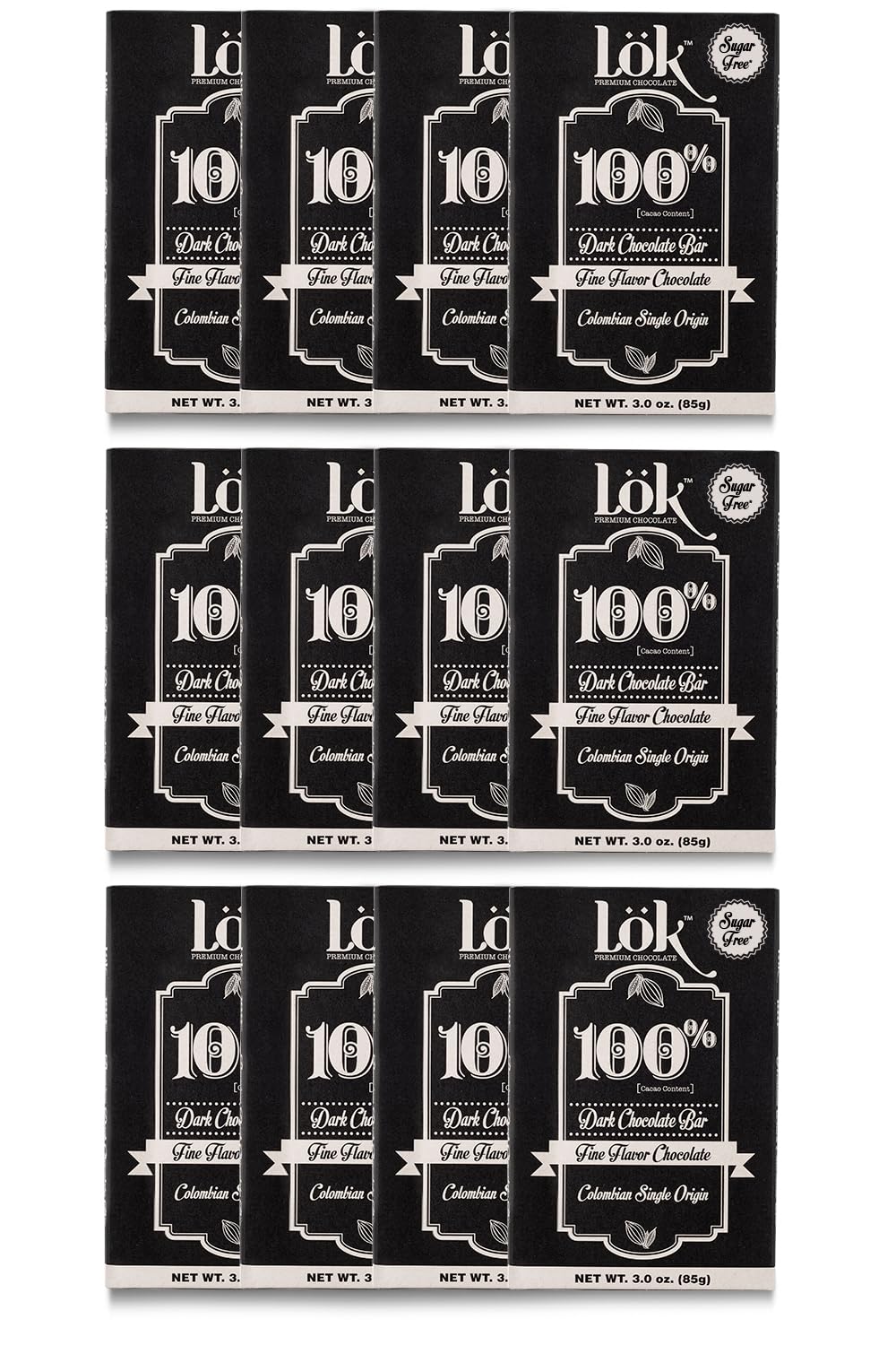 Lok Dark Chocolate Bar 100% Cacao | Fair Trade, Kosher, Gluten Free ...