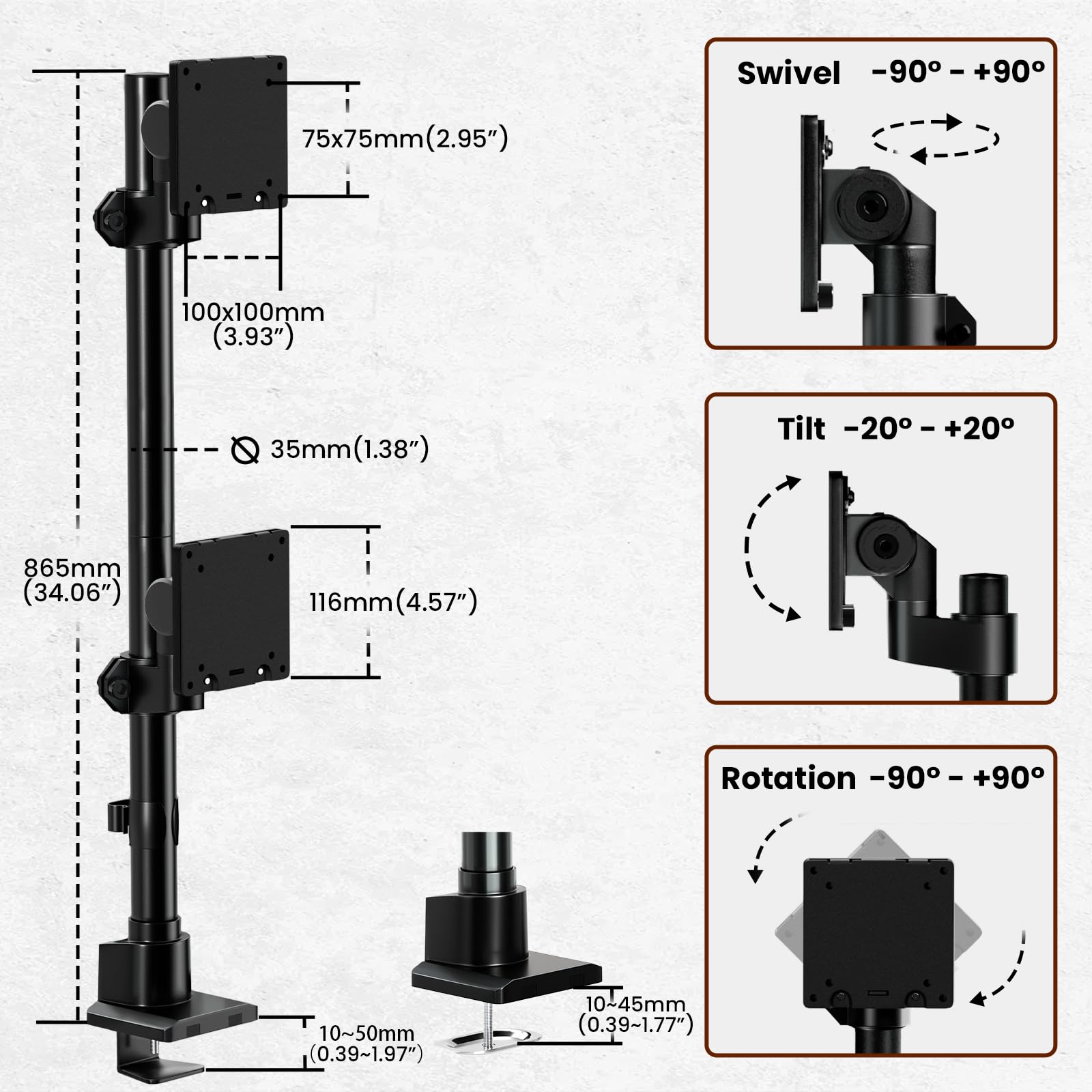 Dual Monitor-Arm Ultrawide Heavy Duty - 27-57 Inch Vertical Dual ...