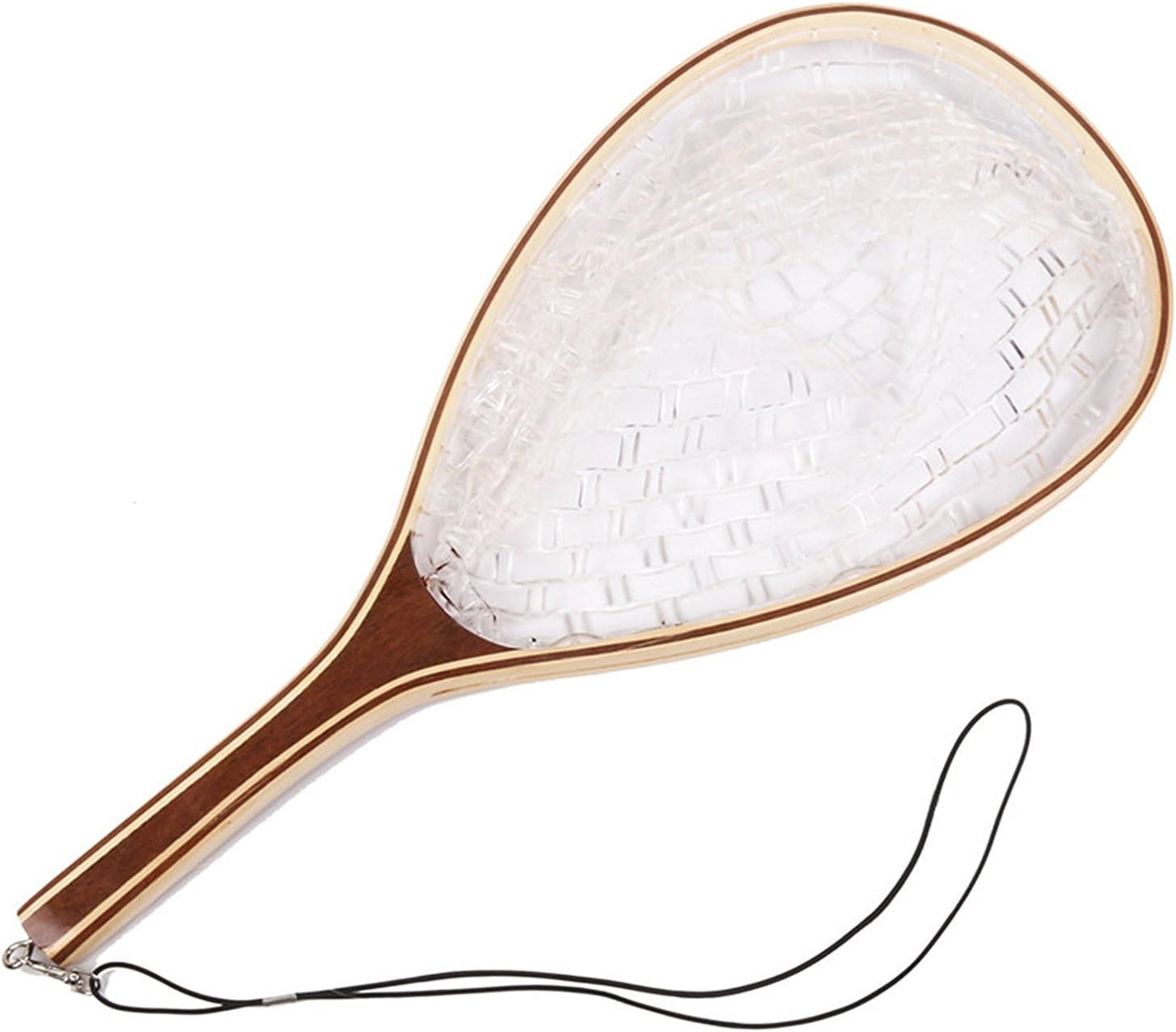 Fly Fishing Net Mesh Soft Rubber Wooden Handle Rubber Landing Net Catch ...