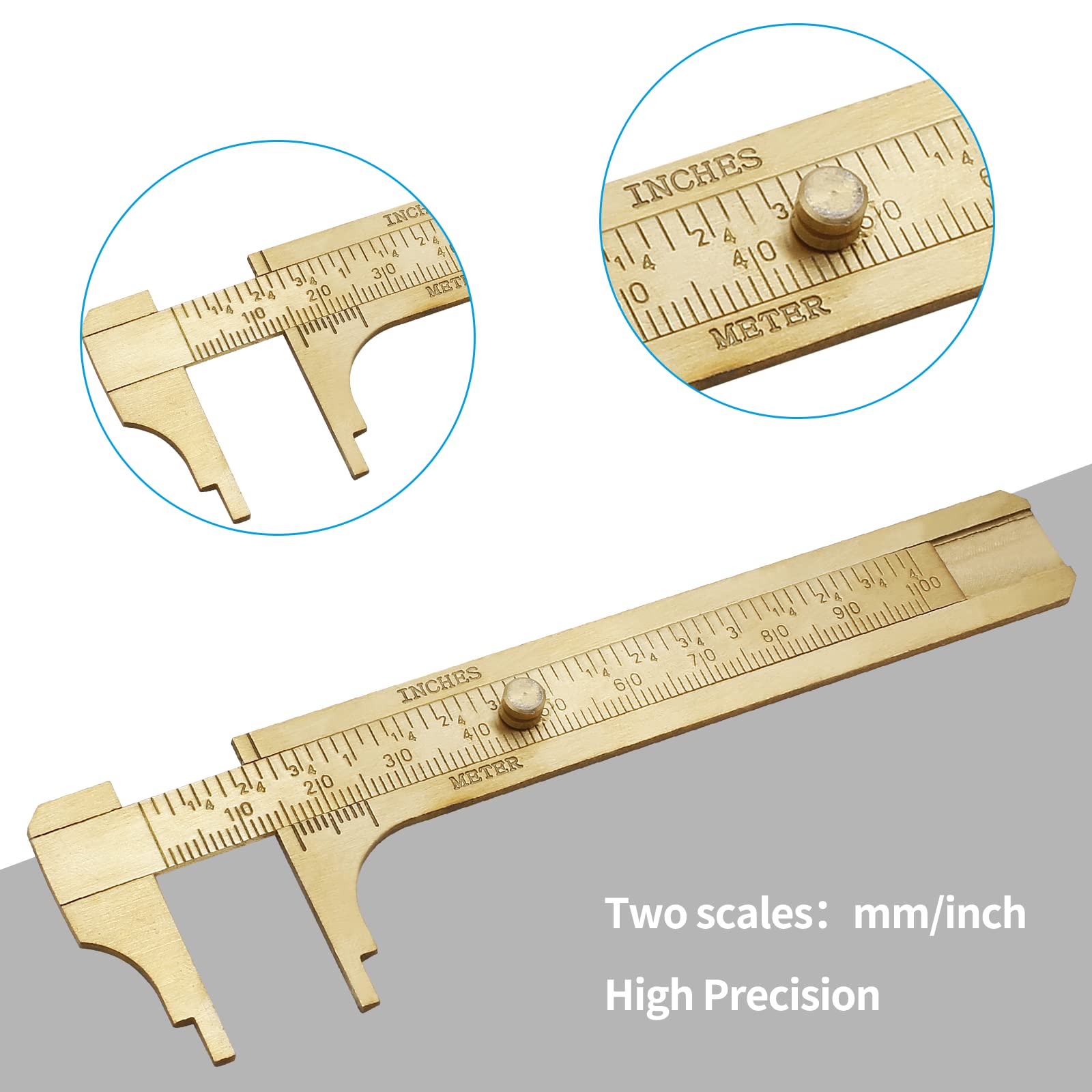 Mua Brass Pocket Vernier Caliper Ruler, Sliding Gauge Mini Vernier ...
