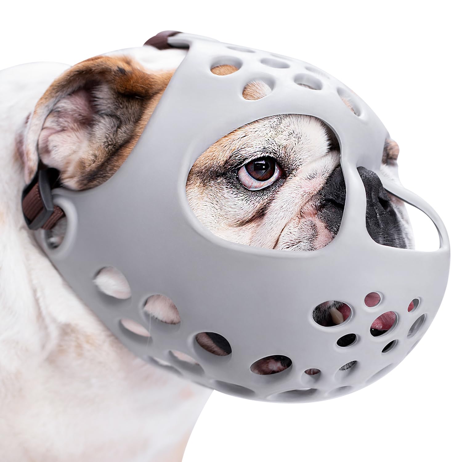 BARKLESS Short Snout Dog Muzzle, Soft Silicone Flat Faced Muzzle for ...