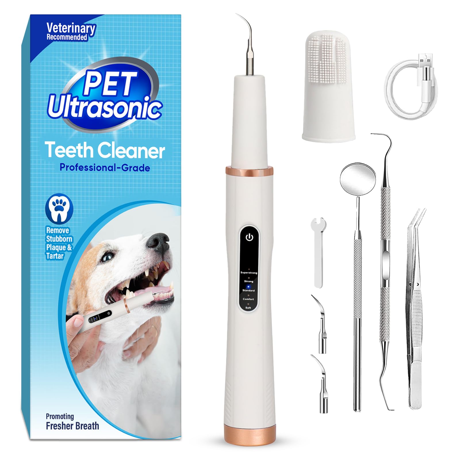 NHZ Dog Tooth Brushing Kit, Ultrasonic Dog Teeth Cleaning Kit ...