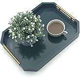 Amazon.com: Serving Tray with Polished Metal Handles, Hexagon Coffee ...