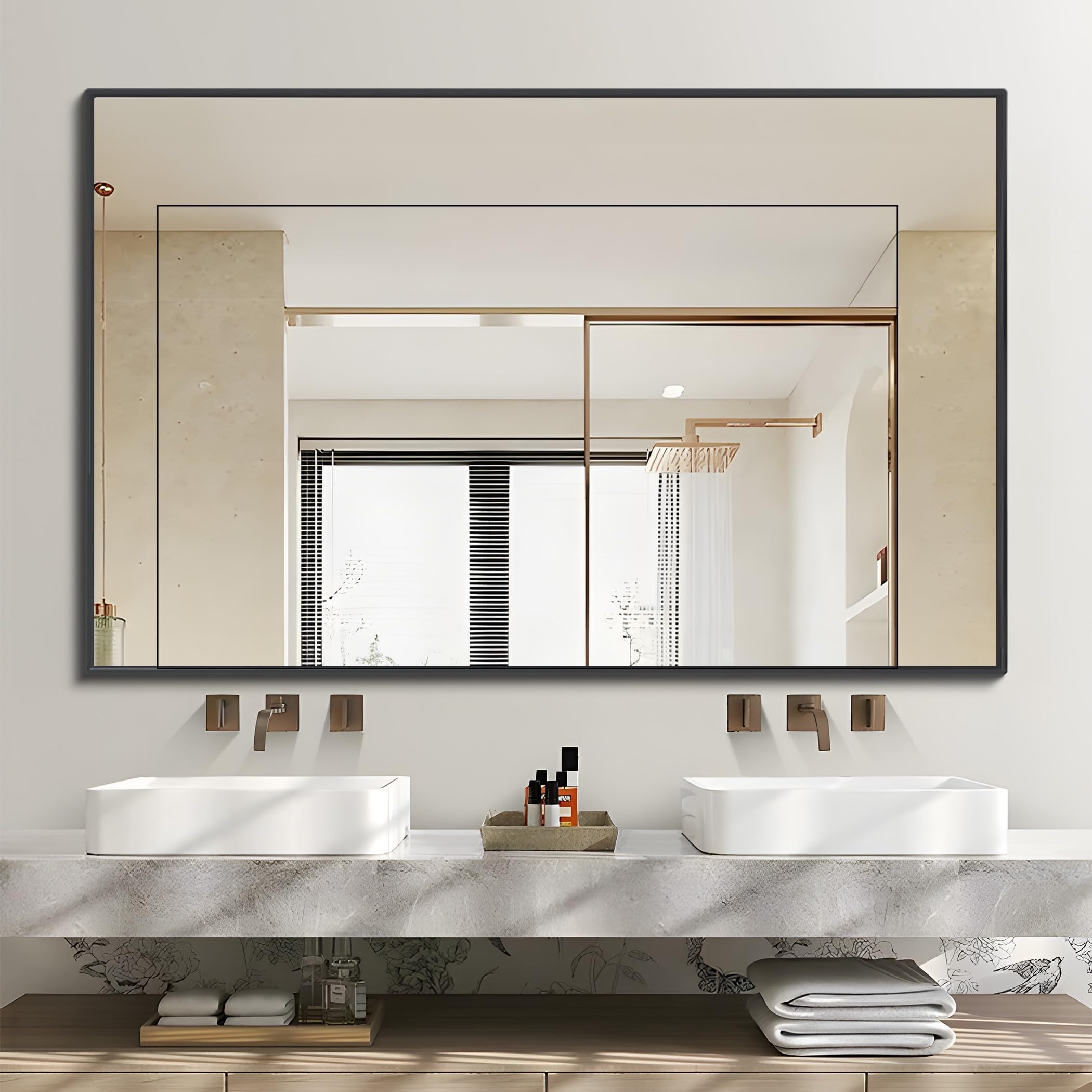 DESBING Black Bathroom Mirror for Wall, 30x40 Inch Rectangle Mirrors ...