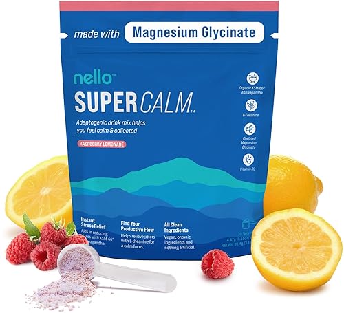 Nello Supercalm Drink Mix - Ashwagandha KSM 66, Magnesium Glycinate, L ...