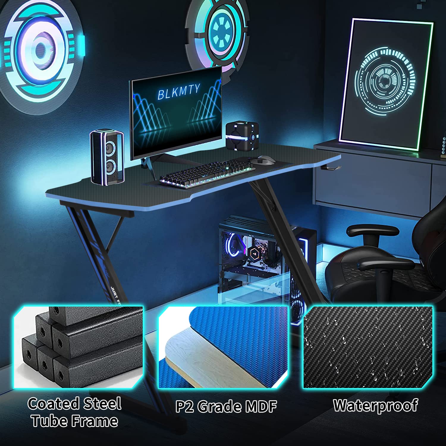 Mua 47" Gaming Desk Z Shaped Gaming Table Large Home Office Desks PC ...