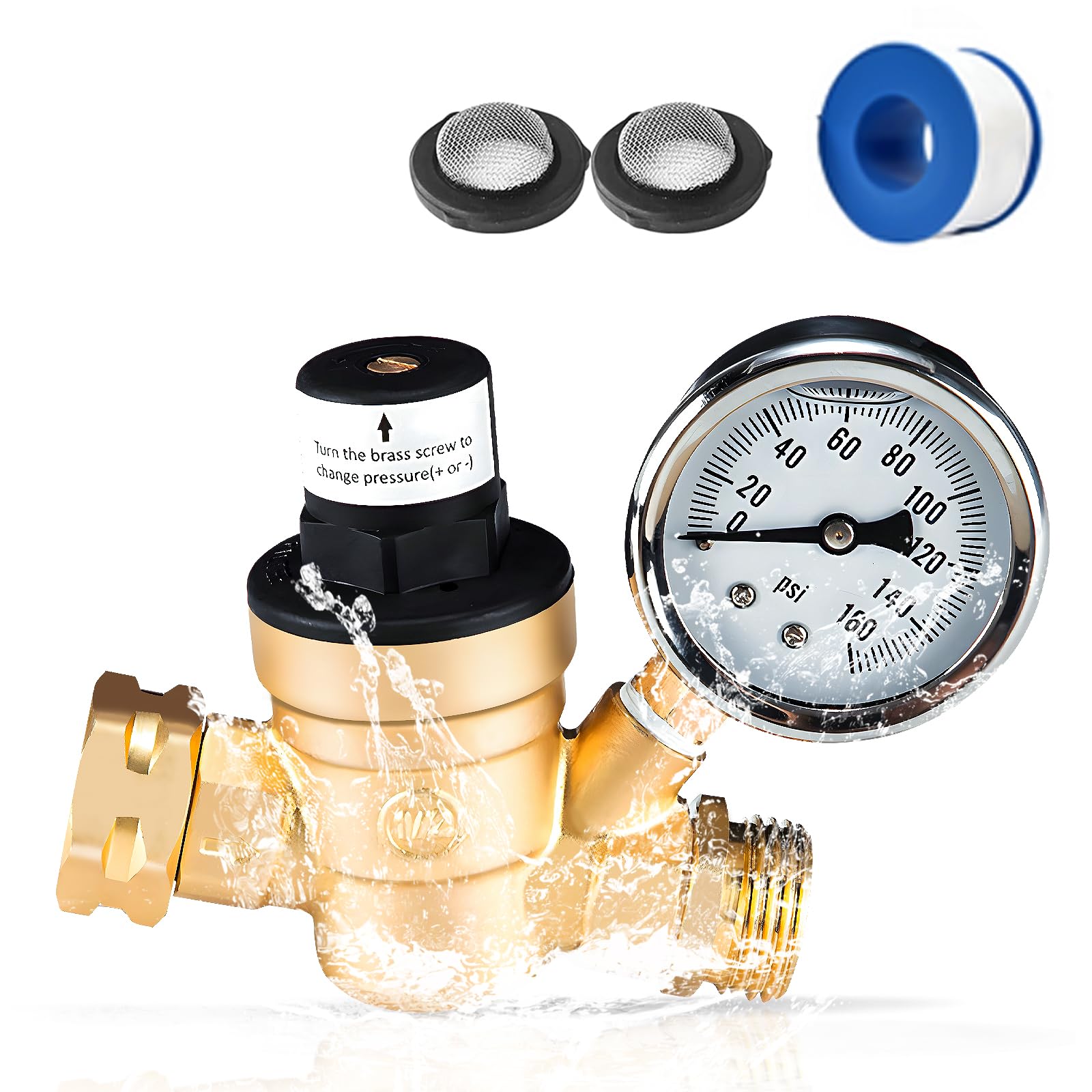 Mua RVVIN RV Brass Water Pressure Regulator with Pressure Gauge and ...