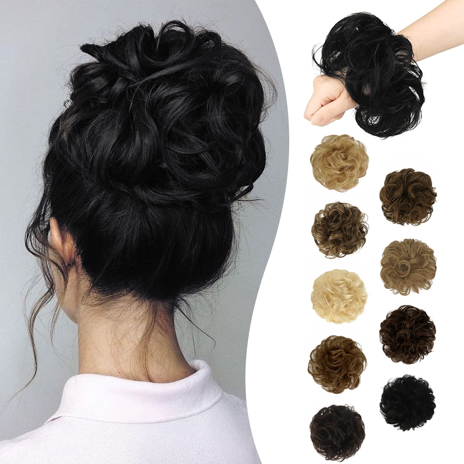 RUWISS Messy Bun Hair Piece Human Hair Messy Rose Bun Hair Buns Hair ...