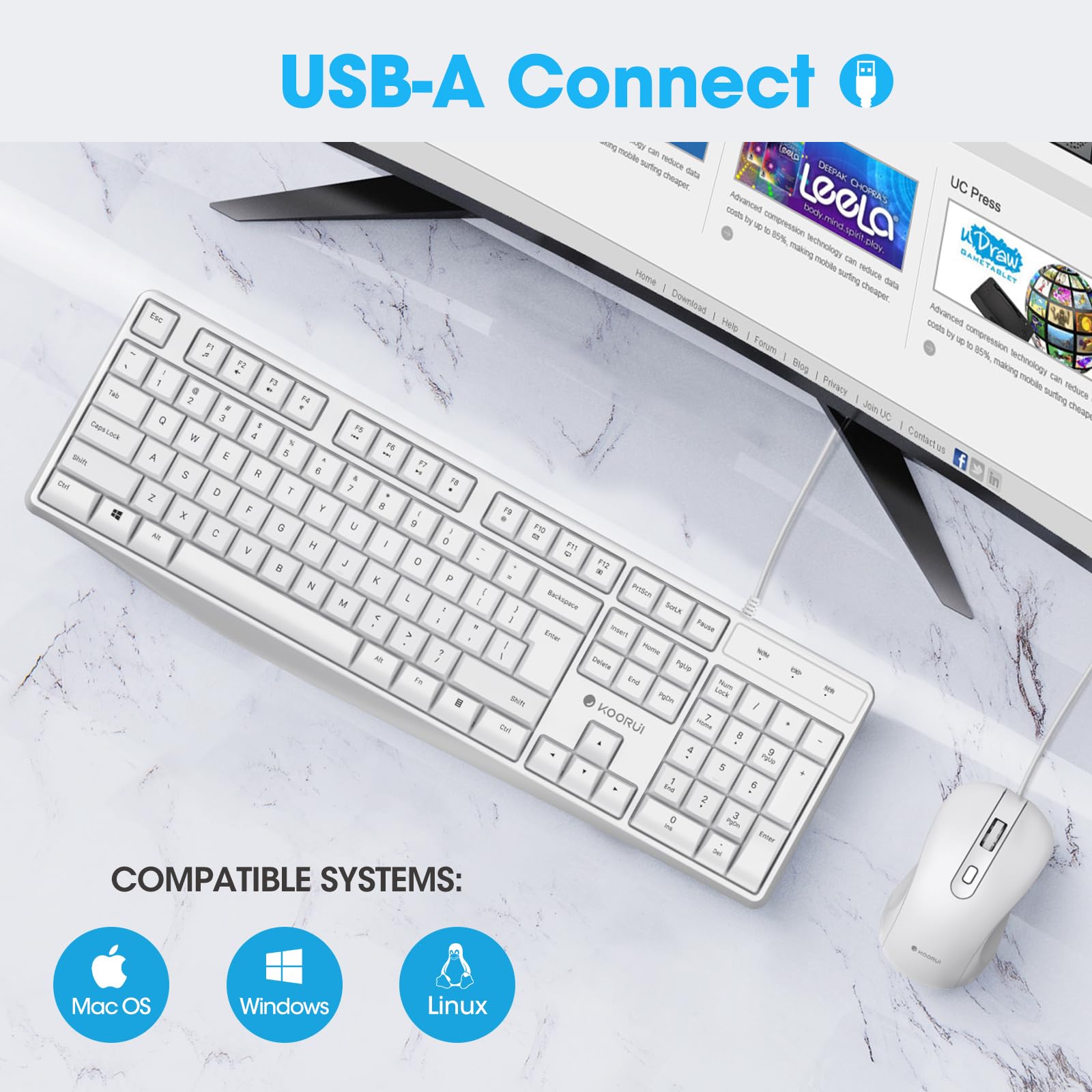 Mua Wired Keyboard and Mouse Combos, KOORUI Keyboard USB Plug-and-Play ...