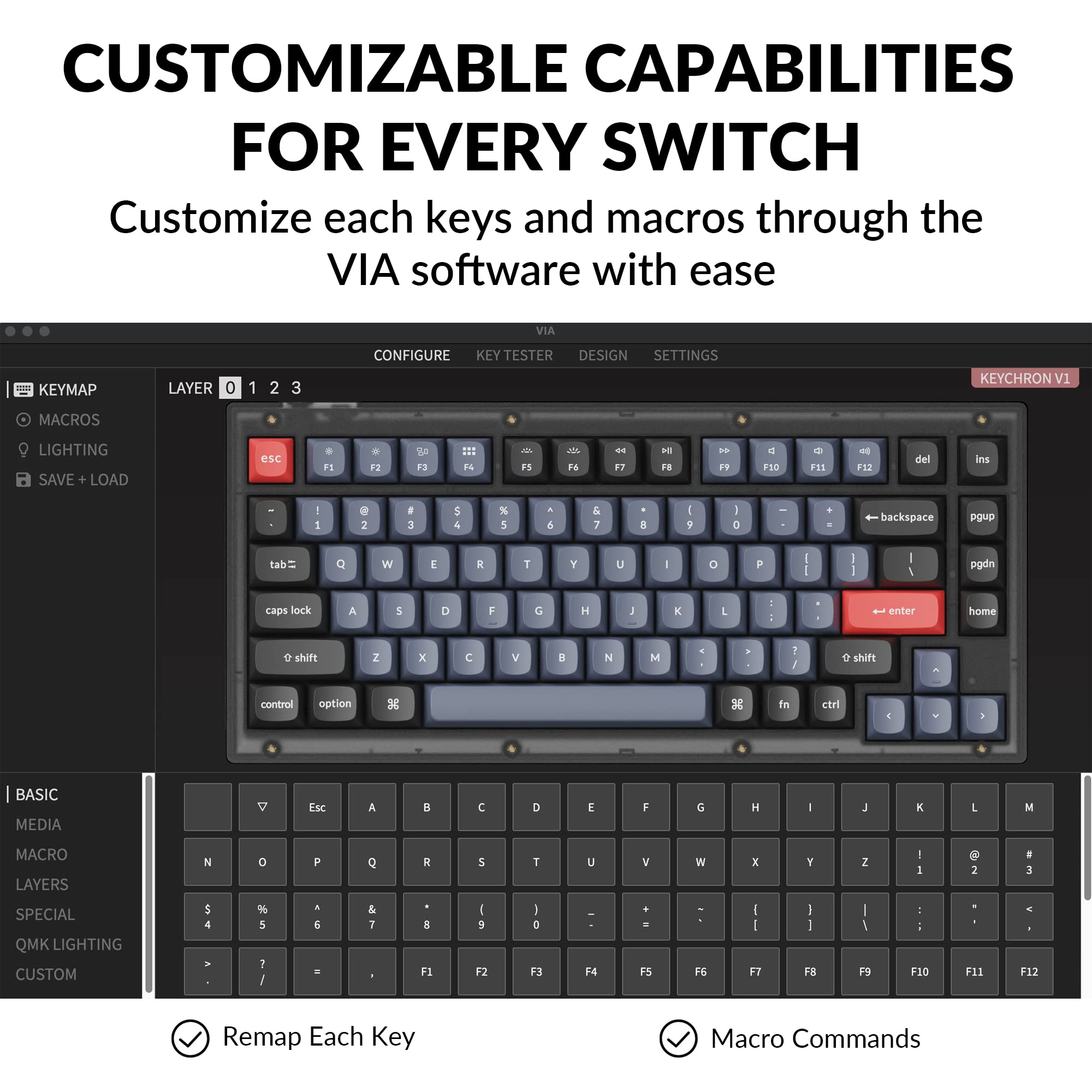 Mua Keychron V1 Wired Custom Mechanical Keyboard, 75% Layout QMK/VIA ...