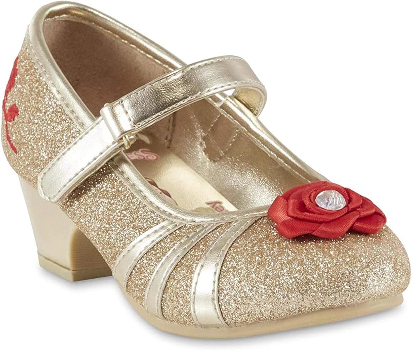 Amazon.com | Disney Princess Belle Rose Gold Glitter Dress Shoe ...