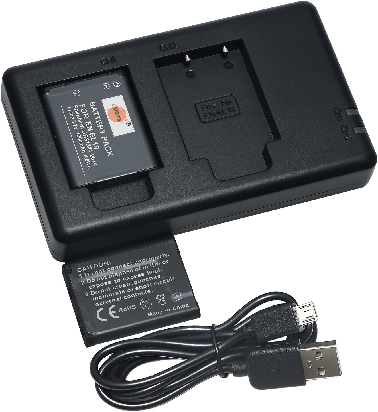 Amazon.com: DSTE Replacement for 2X EN-EL19 Battery + Rapid Dual Charger with Micro USB Cable ...