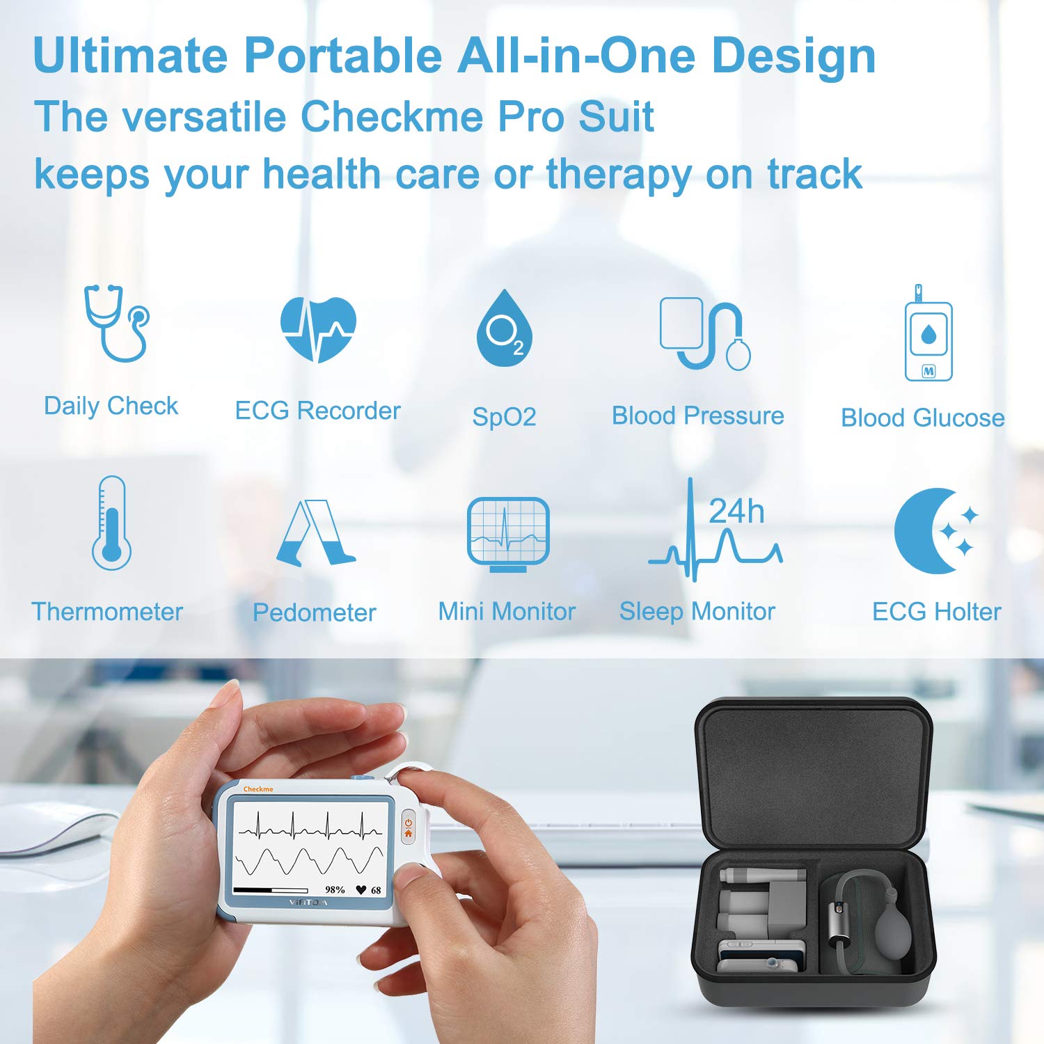 Wellue Wireless Checkme Pro Suit Multi-function & User Health Monitor ...